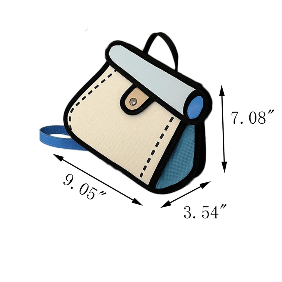Funny 2D Cartoon Crossbody Bag Creative Cute Handbag 3D Style 2D ...