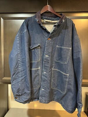Vintage Bob Barker Denim Prison Chore Jacket Blanket Lined Jean Coat ...