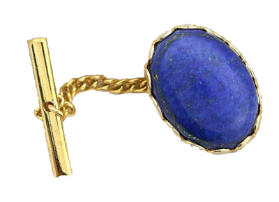 Oval 18x13 Lapis Cab Gold Color Tie Tack With Chain Clutchback EBS7170 ...