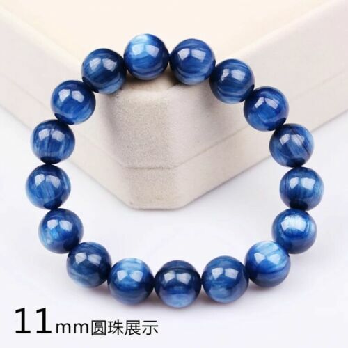 11mm Natural Blue Kyanite Cat Eye Gems Round Beads Healing Stone ...
