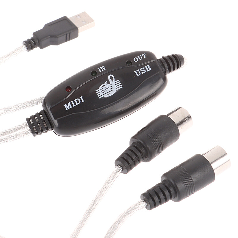 USB IN-OUT MIDI Interface Cable Converter to PC Music Keyboard Adapter ...