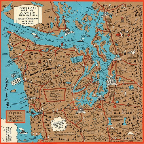 Pictorial Map of Olympic Peninsula and Puget Sound Country Wall Art ...