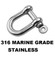 Qty 2 D Shackle M19 (19mm) Marine Stainless 316 Dee Rigging Halyard ...