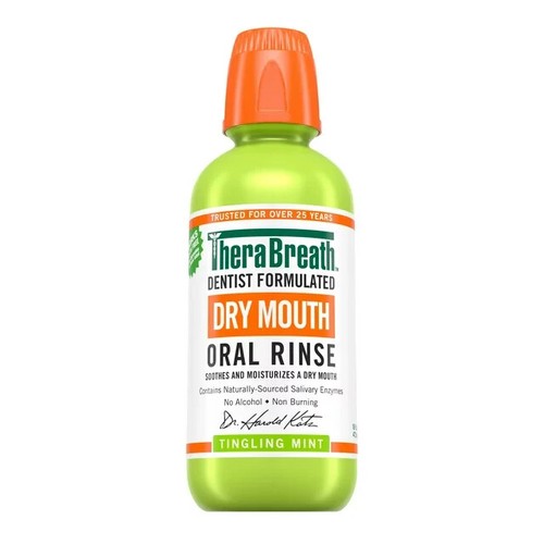 TheraBreath Dry Mouth Oral Rinse, Tingling Mint, Dentist Formulated, 16 ...