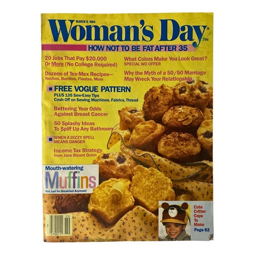 VTG Woman's Day Magazine March 6 1984 Mouth-Watering Muffins No Label ...
