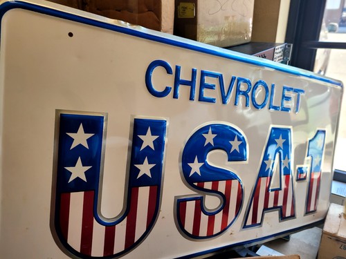 35" X 17 EMBOSED CHEVY USA-1 LICENSE PLATE MUSCLE CAR DEALERS SHOWROOM ...