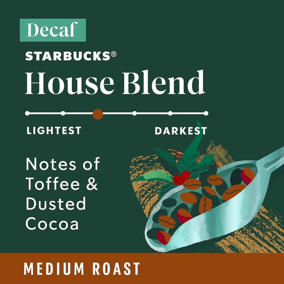 Starbucks Decaf K-Cup Coffee Pods, House Blend for Keurig Brewers, 1 ...