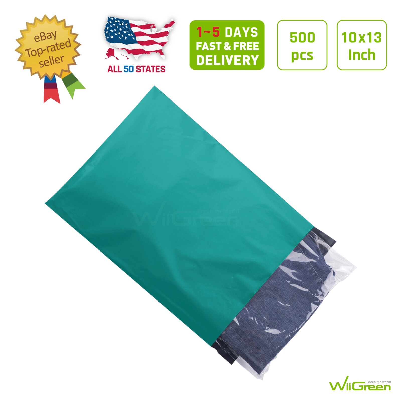 10x13 inch Green Poly Mailers Clothing Envelope Plastic Self Seal ...