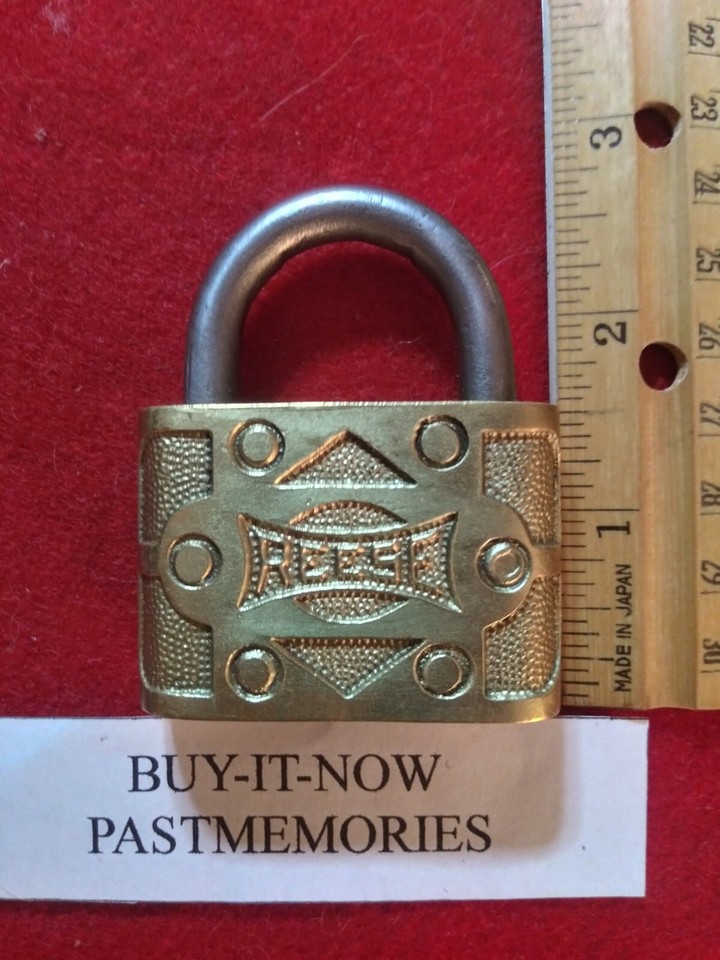 "REESE" PIMPLED BRASS PADLOCK w/ KEY, OLD ANTIQUE LOCK, VINTAGE LOCKS ...