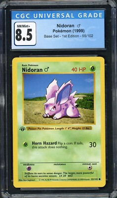 CGC 8.5 Nidoran (1st Ed.) Base Set 55/102 Pokemon Card B15 | eBay