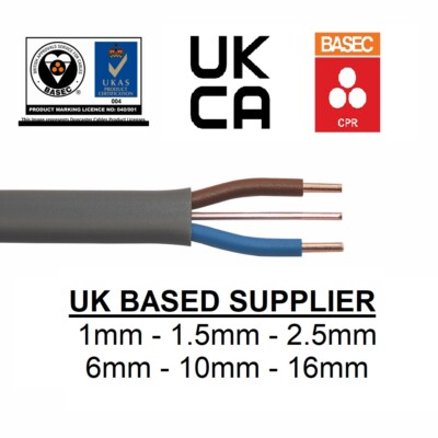 Electric Cable Twin & Earth 6242Y 1mm 2.5mm 6mm Lighting Plug Cooker ...