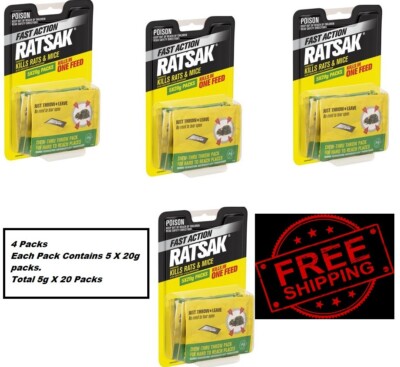 20-Piece RATSAK Throw Packs Bait Traps Fast Action for Mice Rats ...