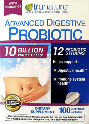 Trunature Advanced Digestive Probiotic (10 Billion cells) 100 Caps EXP ...