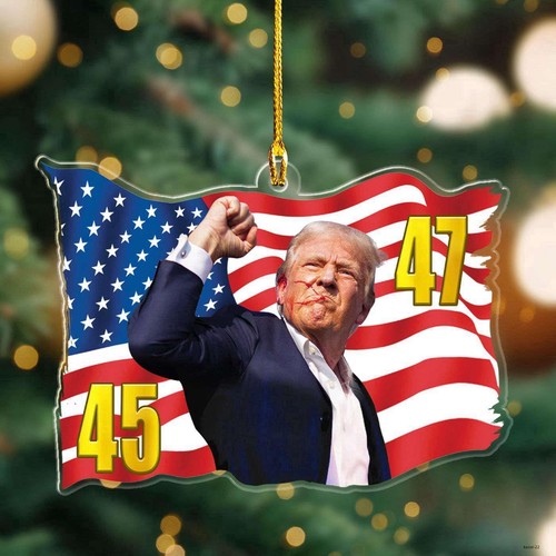 Trump Won Ornament Trump Stand With America Flag Ornament Trump ...