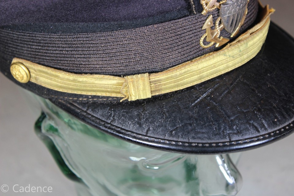 US WW2 USN Navy Officers Visor Hat Cap Named UNUSUAL BADGE 6 7/8 ...