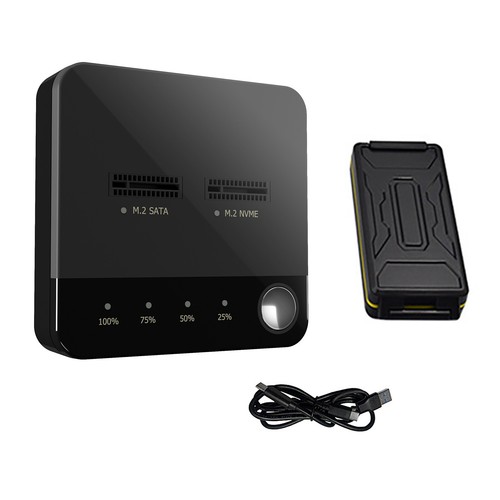 1 PC Portable Dual Bay M.2 SATA/NVME Clone Duplicator Offline Disk Copy ...