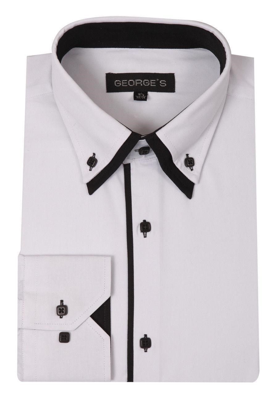 Men's Cotton Blend Solid Business Dress Shirt #618 Button-Down Double ...