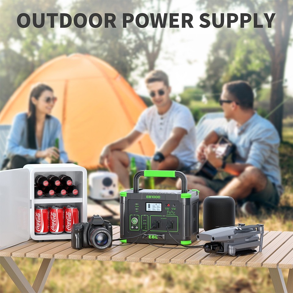 EBL 1000W/999Wh LiFePO4 Lithium Battery Portable Power Station Power ...