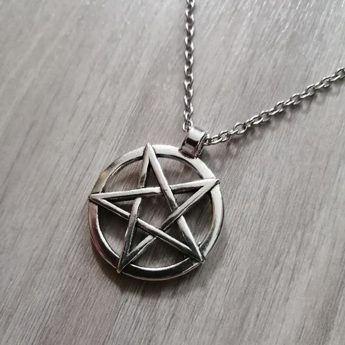 Large Inverted Pentagram Pendant Necklace Silverstone Pentacle Wiccan ...