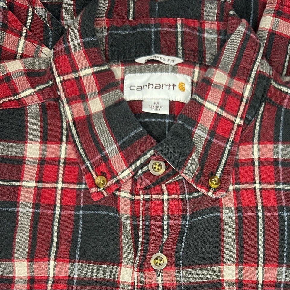 Men's carhartt plaid flannel button down shirt | eBay