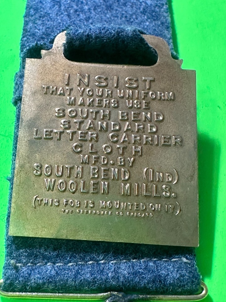 VINTAGE POCKET WATCH FOB SOUTH BEND WOOLEN MILLS LETTER CARRIER CLOTH ...