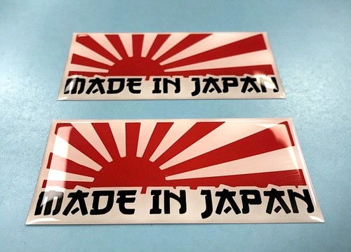 MADE IN JAPAN RISING SUN Stickers/Decals 2 x RED & WHITE 75mm - GLOSS ...
