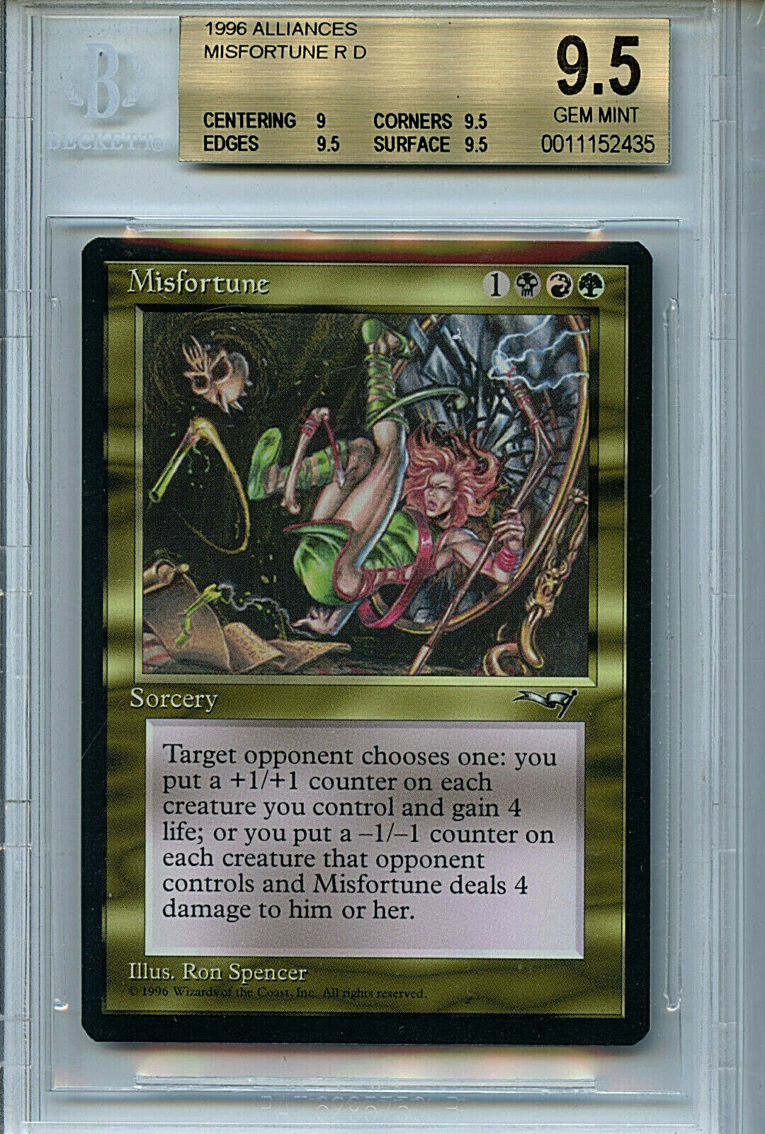 MTG Misfortune BGS 9.5 Gem Mint Alliances Magic Card Amricons 2435 | eBay