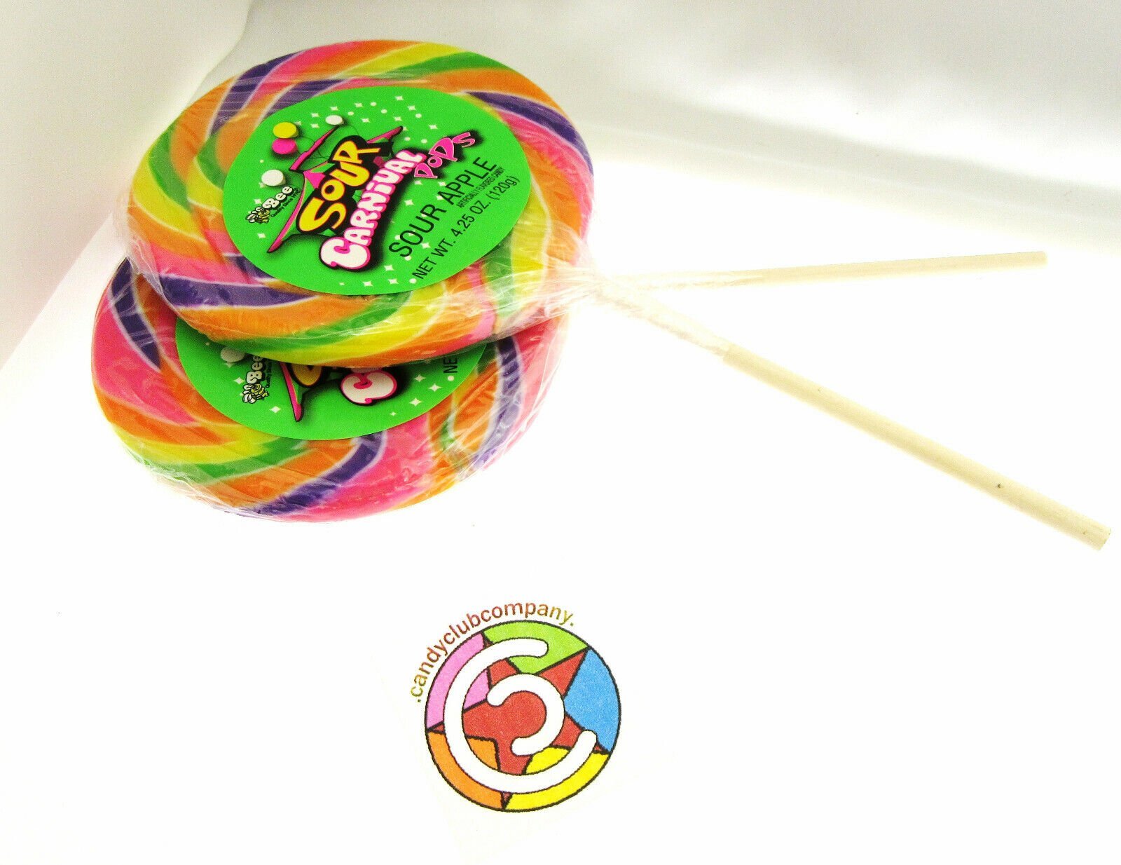 Sour Apple Carnival Pops ~ Spiral Striped Lollipop Sucker Candy ~ Lot ...