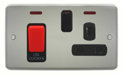 Deta 1927SCB Cooker Control Unit with Socket & Neon Indicators Satin ...