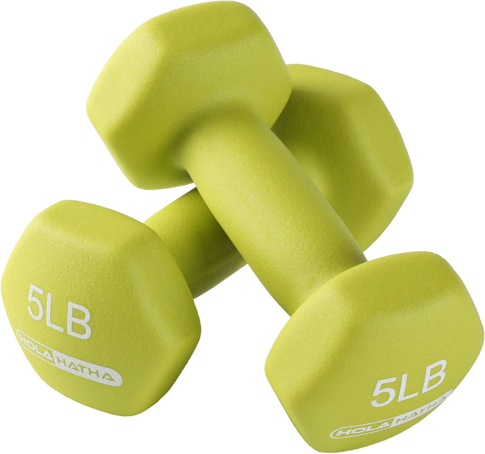 HolaHatha Neoprene Dumbbell Free Hand Weight Set with Storage Rack ...