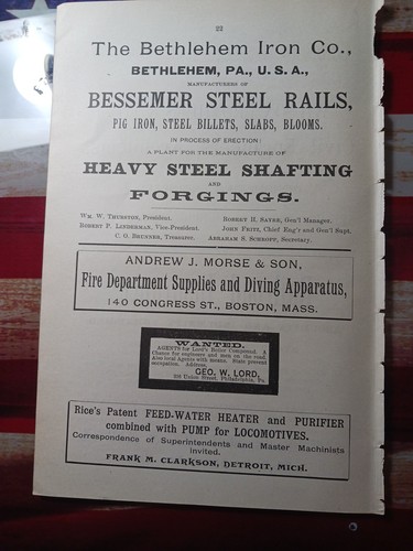 1888 Vintage Print Ad BETHLEHEM IRON COMPANY Bessemer Steel Rails ...