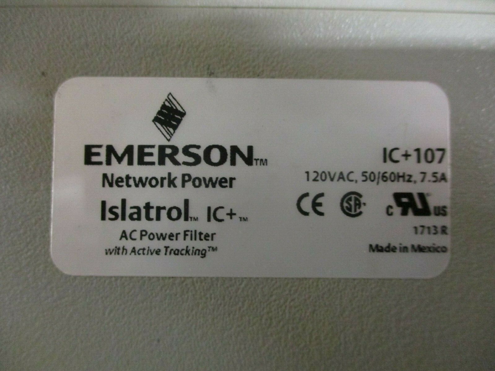 Emerson IC+107 Islatrol IC+ Network Power AC power Filter 120VAC 7.5A ...