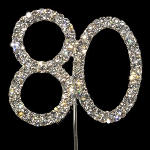 80th 80 DIAMANTE RHINESTONE CAKE TOPPER CRYSTAL NUMBER PICKS Birthday ...