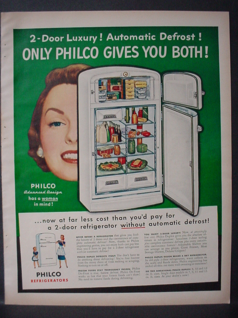 1951 Philco Automatic Defrost Refrigerator Appliance Vintage Print Ad ...