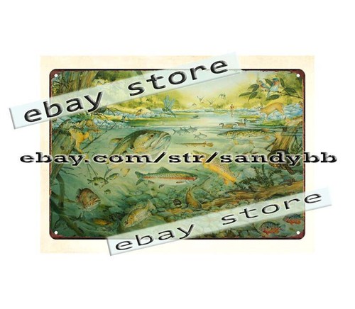 Tennessee Game Fish TWRA Wildlife Poster metal tin sign Deer Bass Trout ...