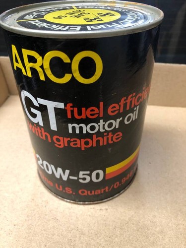 ARCO GT GRAPHITE MULTI-GRADE MOTOR OIL SAE 20W-50 QUART CAN FULL ...