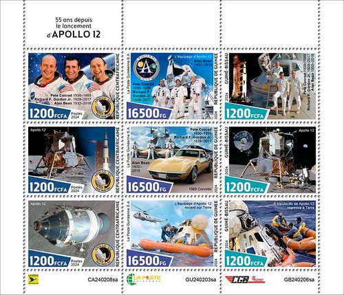 2025 10 - GUINEA - NASA LAUNCHES APOLLO XII 55TH 9V complet set MNH ...