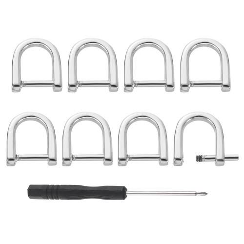 8Pcs D-Rings Screw in Shackle 9mm U Shape D Ring for Purse DIY Silver ...