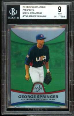 George Springer Rookie Card 2010 Bowman Platinum Pros Green Refractors ...