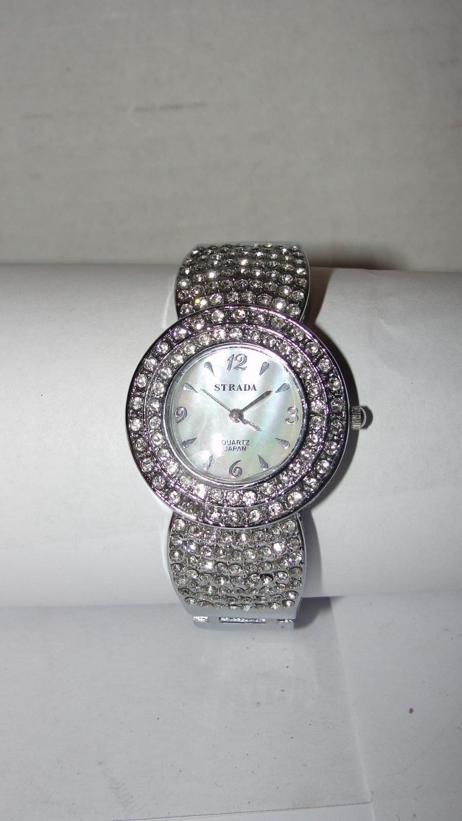 STRADA QUARTZ JAPAN CUFF BRACELET WATCH DIAMOND STYLE STONES | eBay