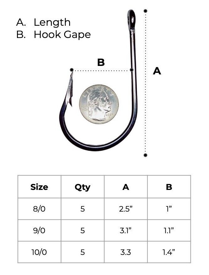 5 Qty 8/0, 9/0, 10/0 - 7691 Heavy Duty Saltwater Fishing Tuna Marlin ...