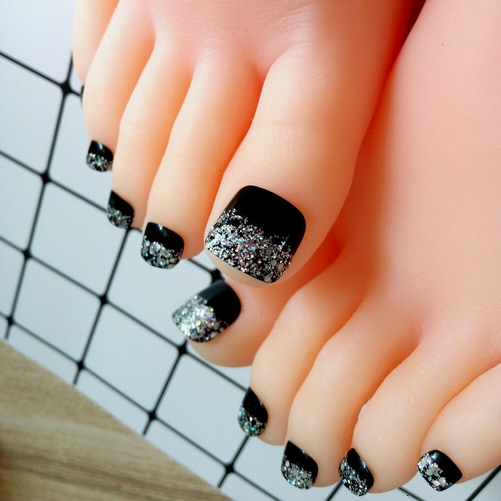 Silver And Black Toenails