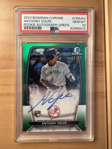 2023 Bowman Chrome Anthony Volpe RC Green Refractor Auto /99 PSA 10 GEM ...