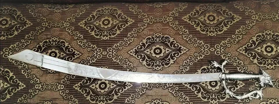 Belly Dance Dancer Dragon Sword Shamshir Curved Sword Silver blade ...