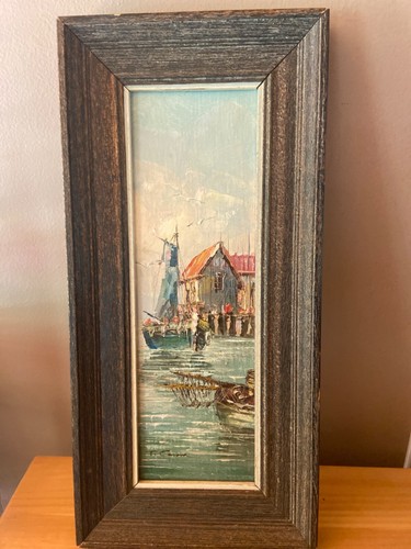 T.CARSON SIGNED CANVAS PAINTING BOAT WATER SCENE VINTAGE | eBay