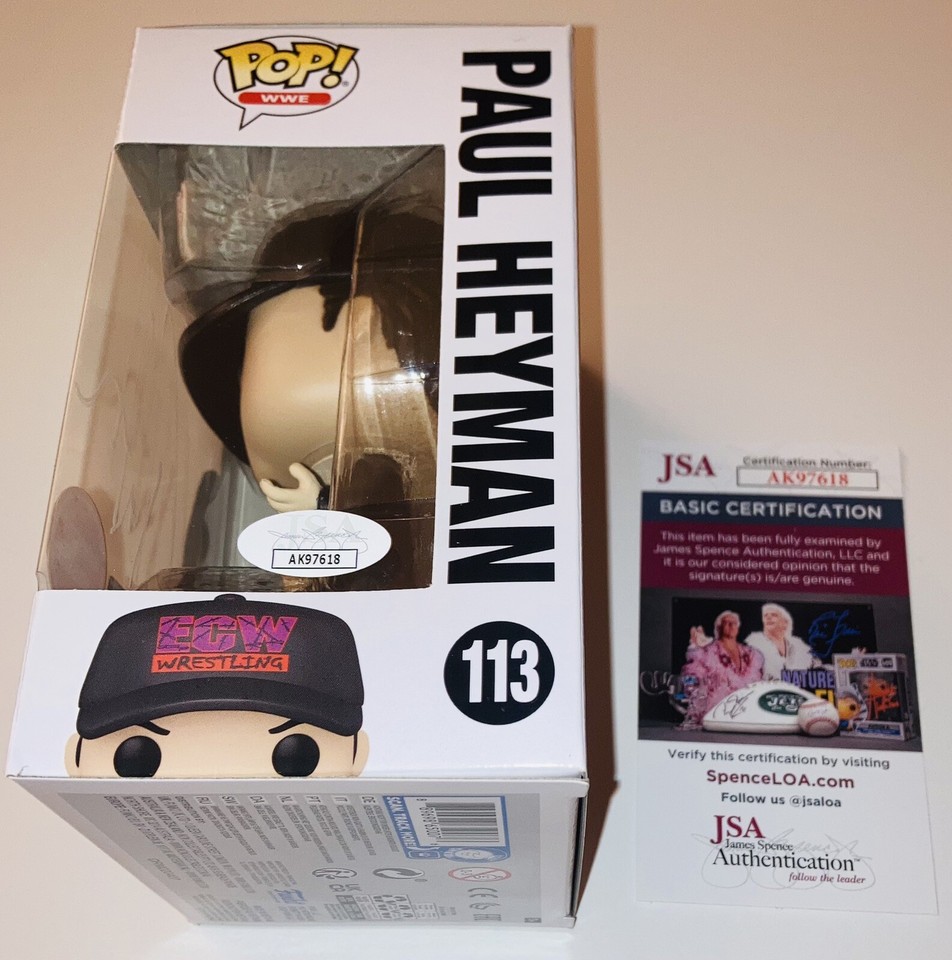 PAUL HEYMAN SIGNED AUTOGRAPHED WWE FUNKO POP #113 WRESTLING FIGURE JSA ...