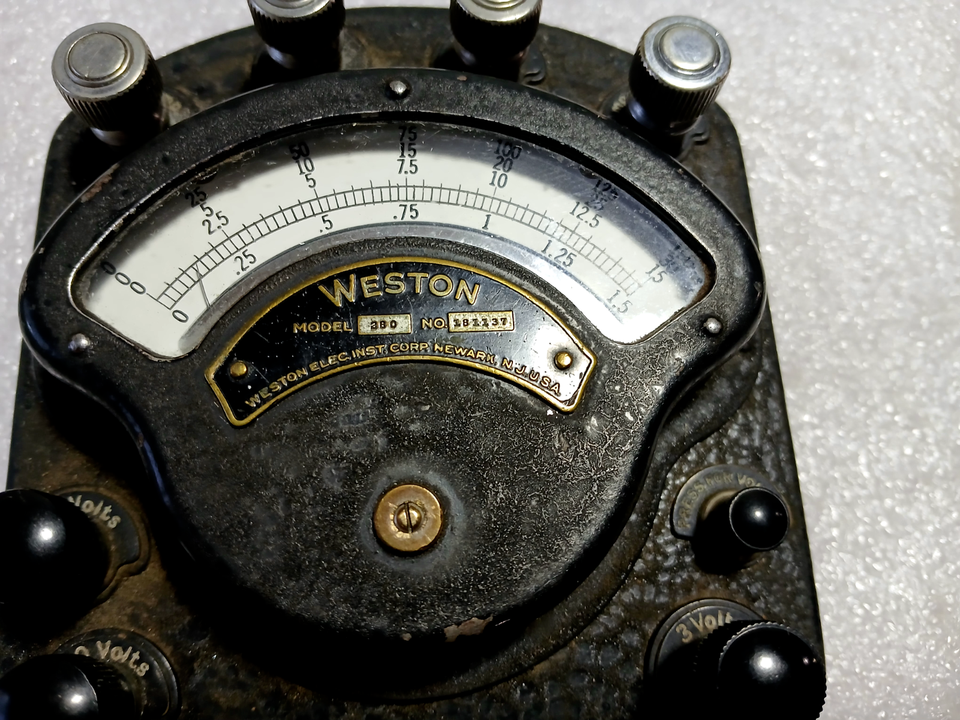 Vintage Weston Model 280 Volt DC Test Meter Gauge & Original Leather ...