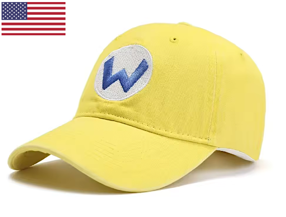 Super Mario WARIO Yellow Baseball Cap Adjustable Adult Hat Halloween ...