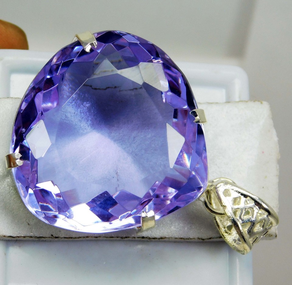 Certified 100.55 Ct Natural Purple Topaz Brazil Gem 925 Solid Silver ...