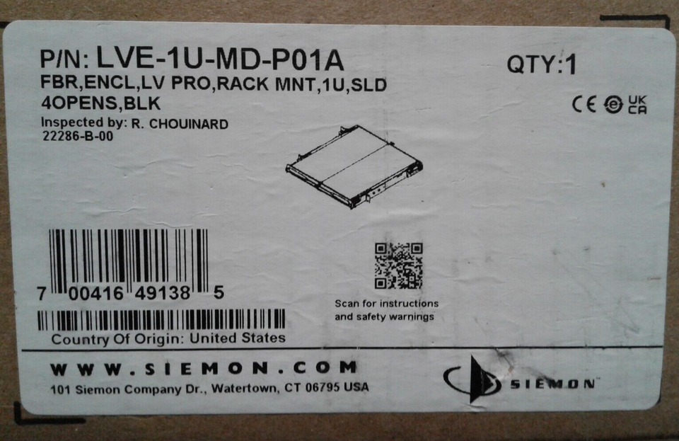 Siemon LVE-1U-MD-P01A Fiber Enclosure Lightverse PRO, Rack, MNT, 1U ...